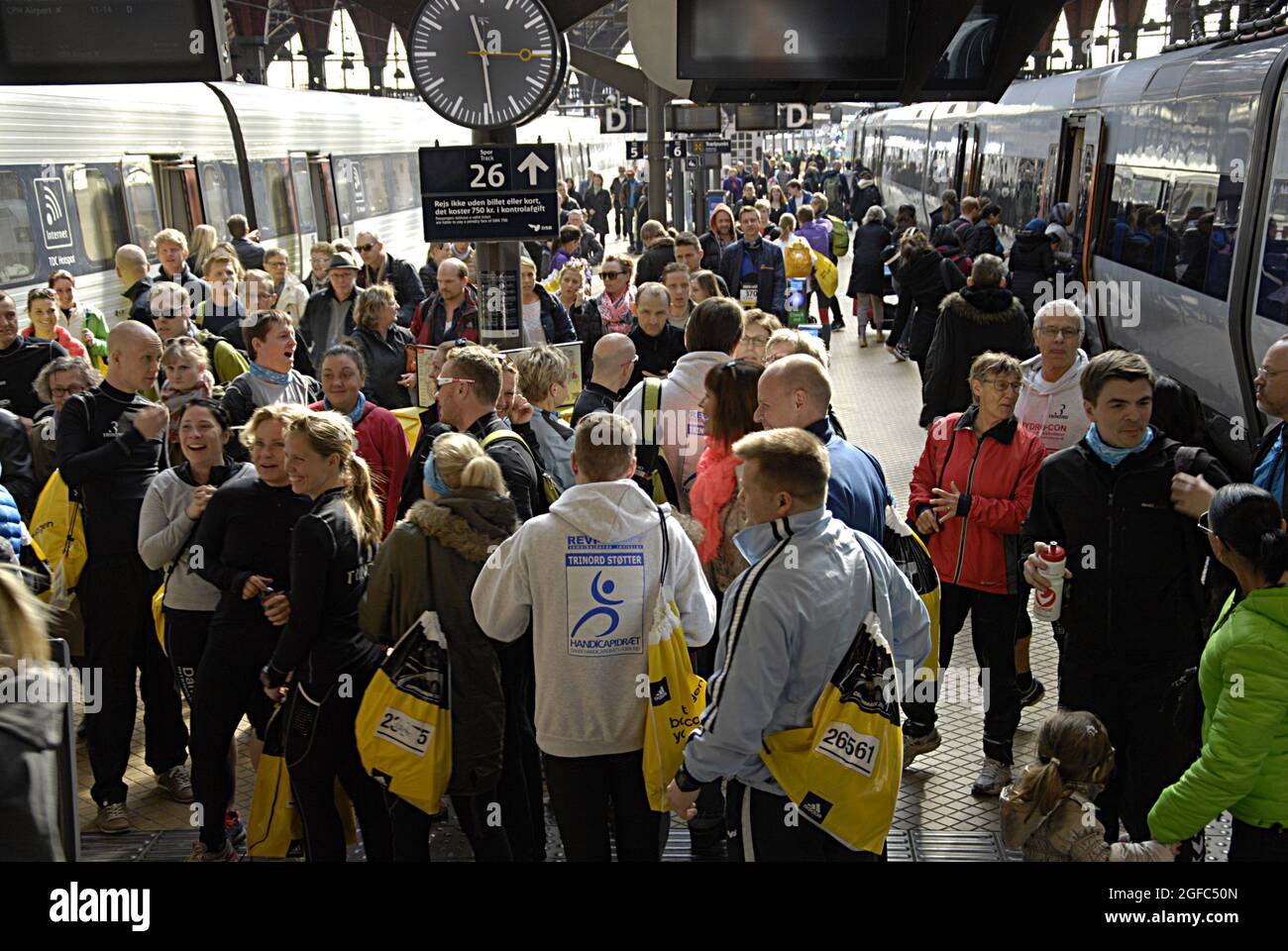 COPENHAGEN /DENMARK- Traveler by danish train at Copenhagen central ...