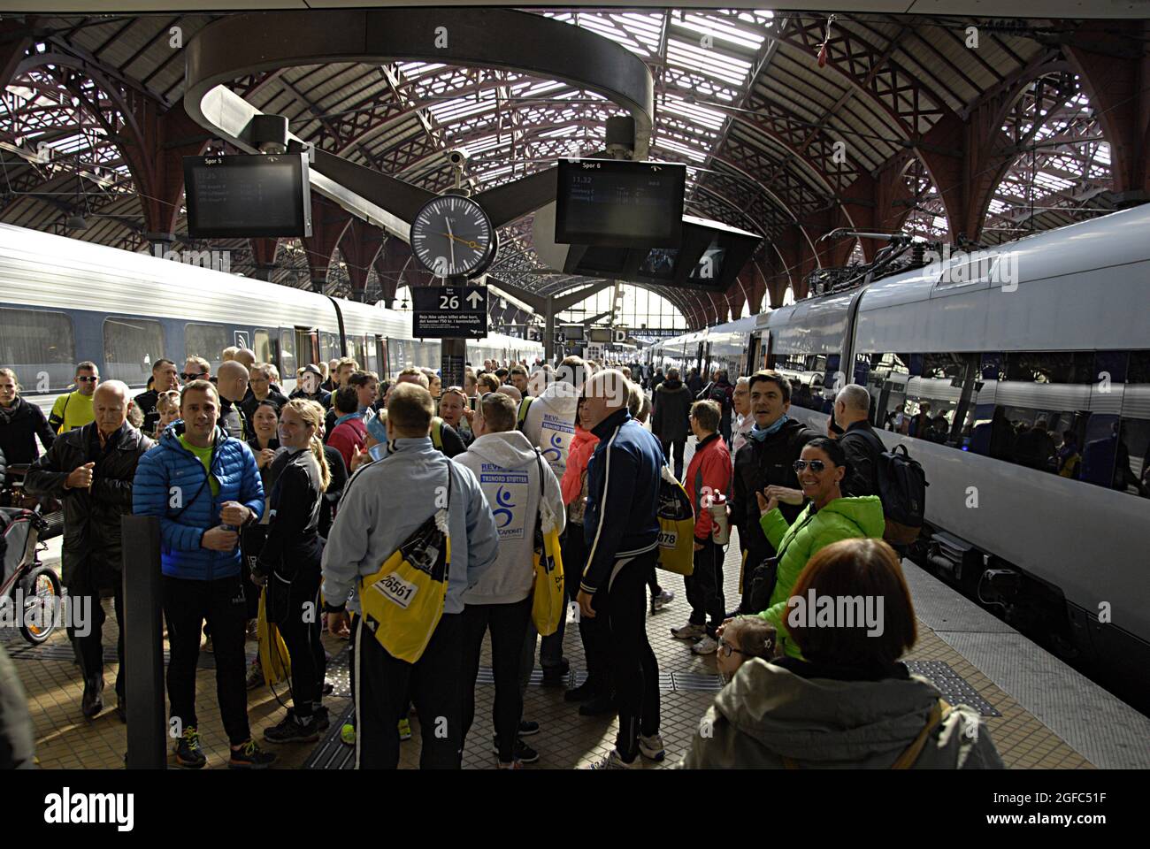 COPENHAGEN /DENMARK- Traveler by danish train at Copenhagen central ...