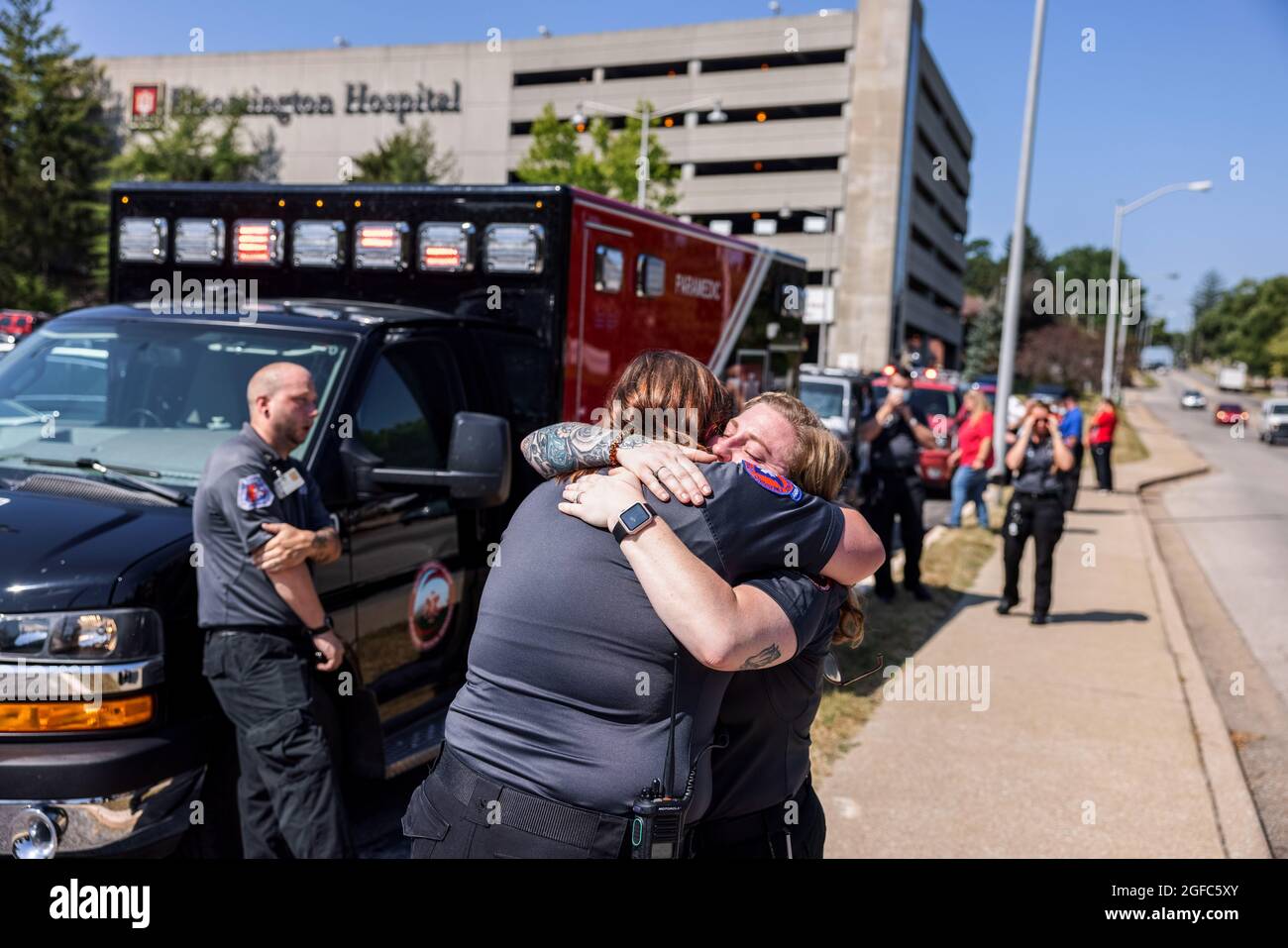 During a procession on W. Second Street, IU Health Bloomington EMS ...