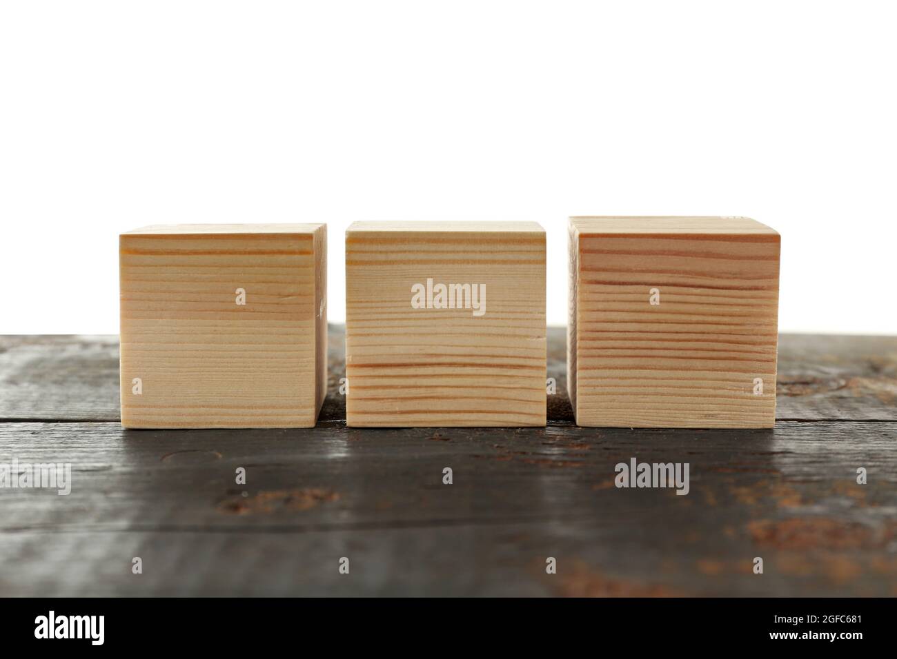 Blank wooden blocks on a white background Stock Photo - Alamy