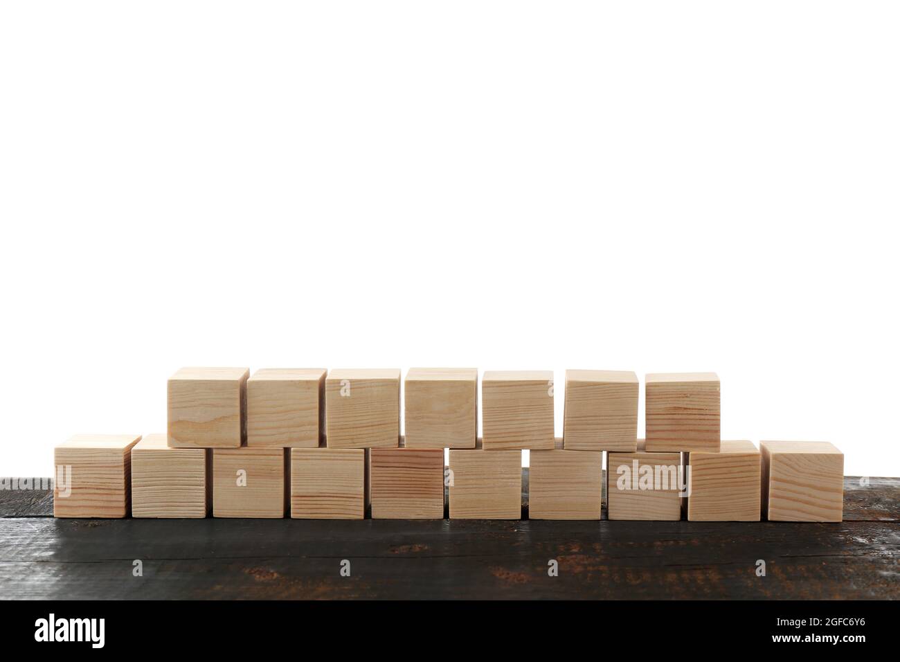 Blank wooden blocks on a white background Stock Photo - Alamy