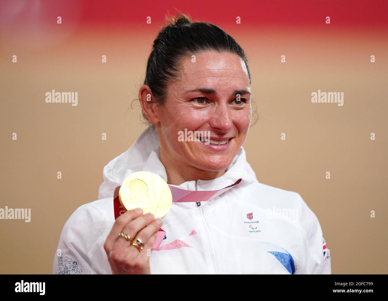 Great Britain's Sarah Storey celebrates with the gold medal after the ...