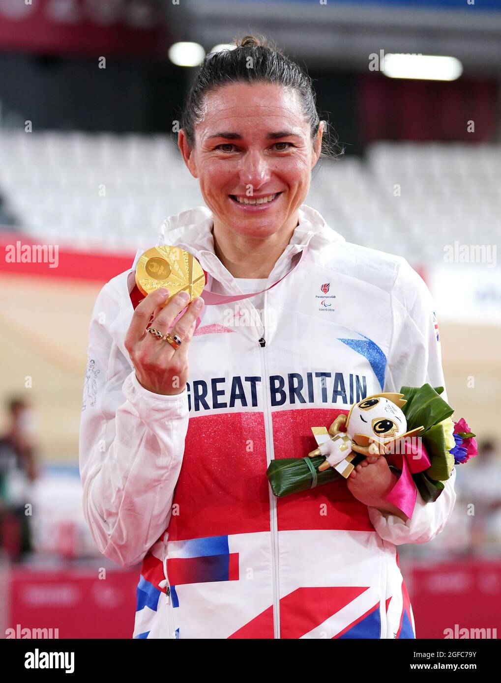 Great Britain's Sarah Storey celebrates with the gold medal after the ...