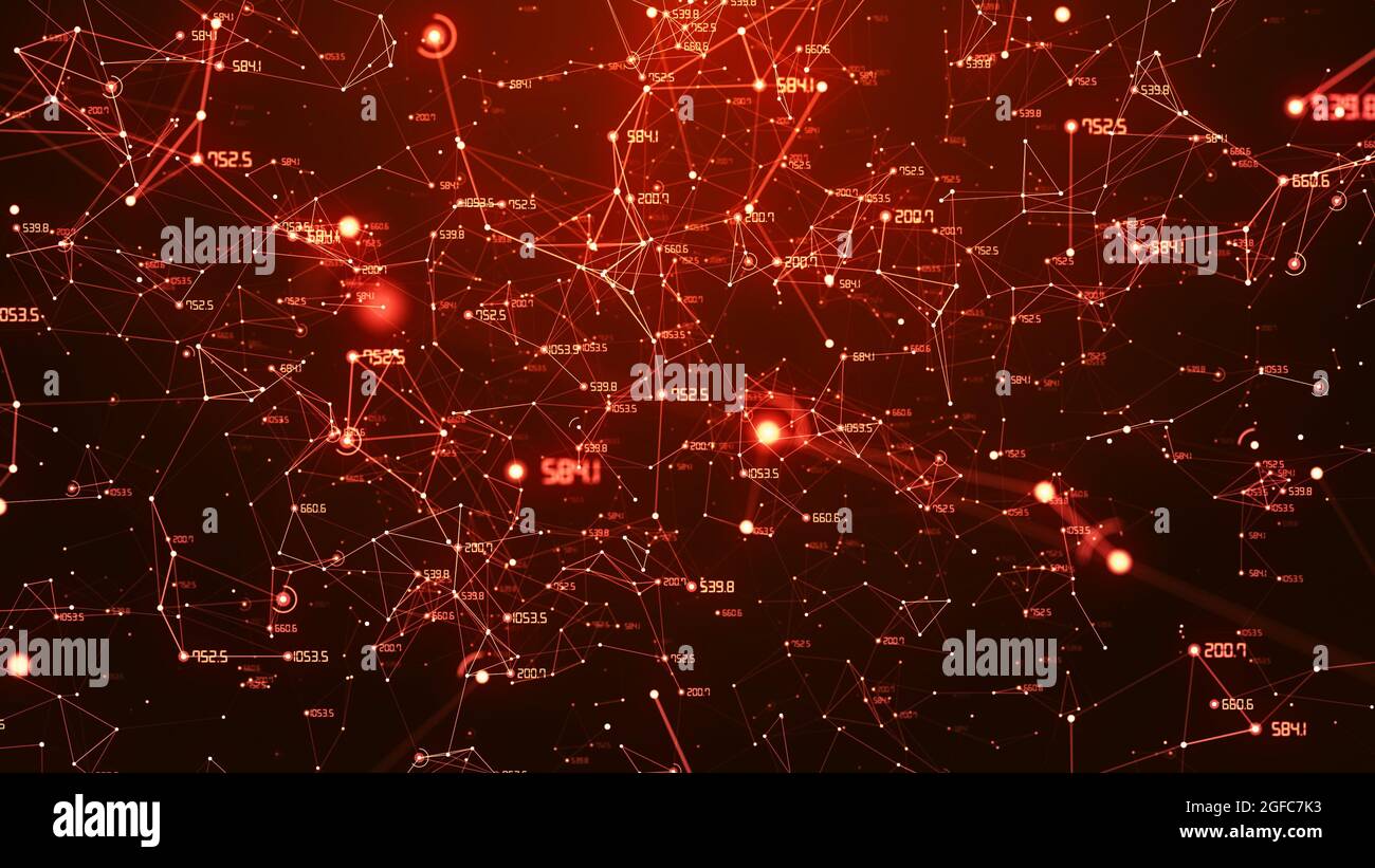 Red network grid and data connections abstract background Stock Photo ...