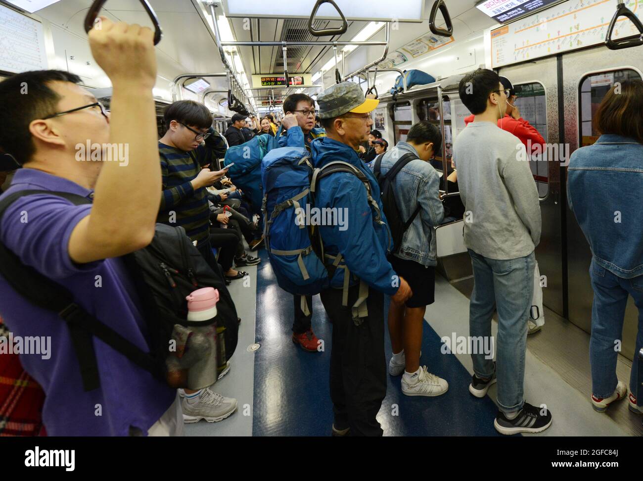 Riding on the subway in Seoul, Korea Stock Photo - Alamy