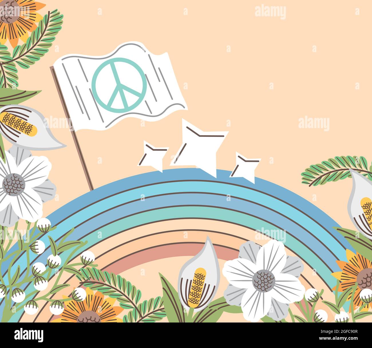 peace flag and rainbow Stock Vector Image & Art - Alamy