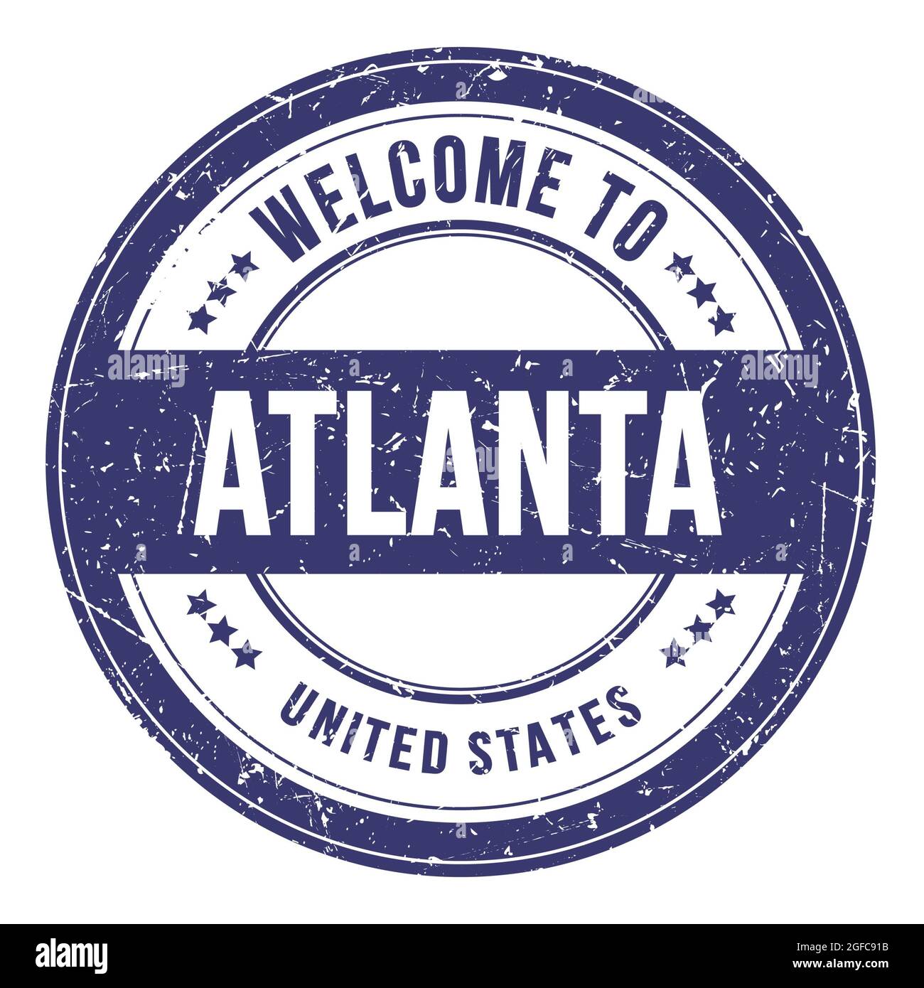 WELCOME TO ATLANTA - UNITED STATES, words written on blue round coin ...
