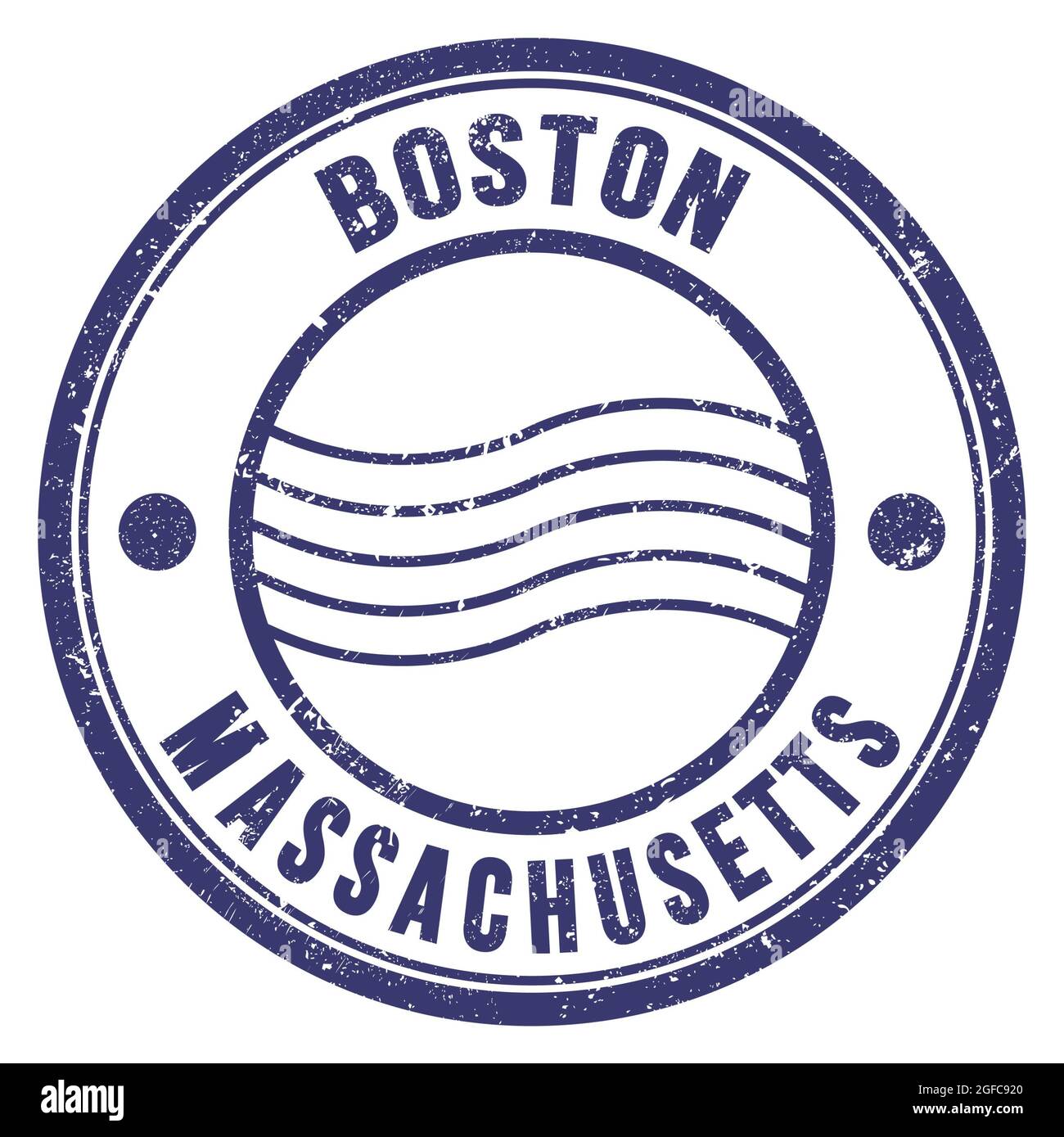 BOSTON - MASSACHUSETTS, words written on blue round postal stamp Stock ...
