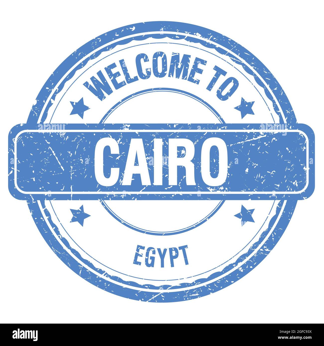 WELCOME TO CAIRO - EGYPT, words written on light blue grungy stamp ...