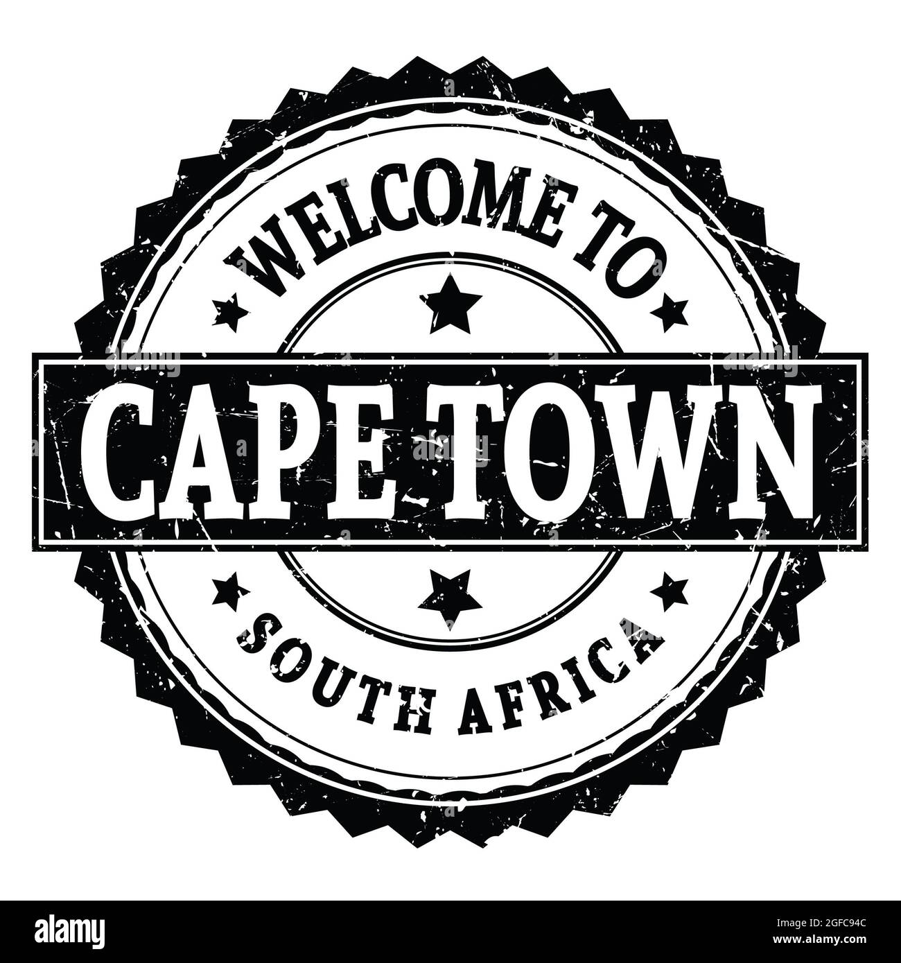 WELCOME TO CAPE TOWN - SOUTH AFRICA, words written on black round zig ...