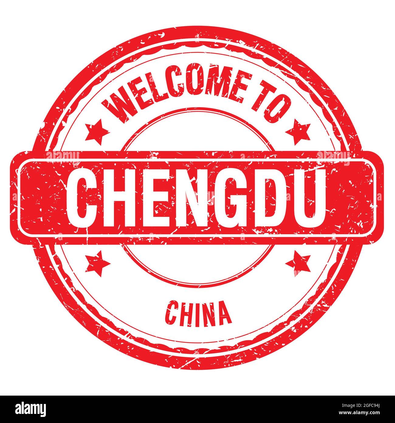 WELCOME TO CHENGDU - CHINA, words written on red grungy stamp Stock ...