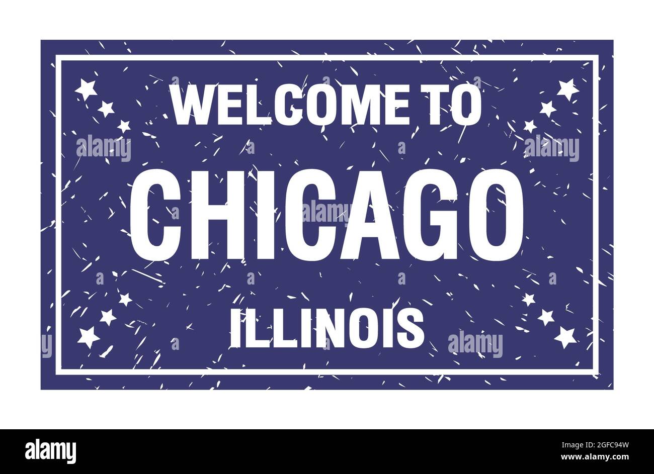 WELCOME TO CHICAGO - ILLINOIS, words written on blue rectangle flag ...