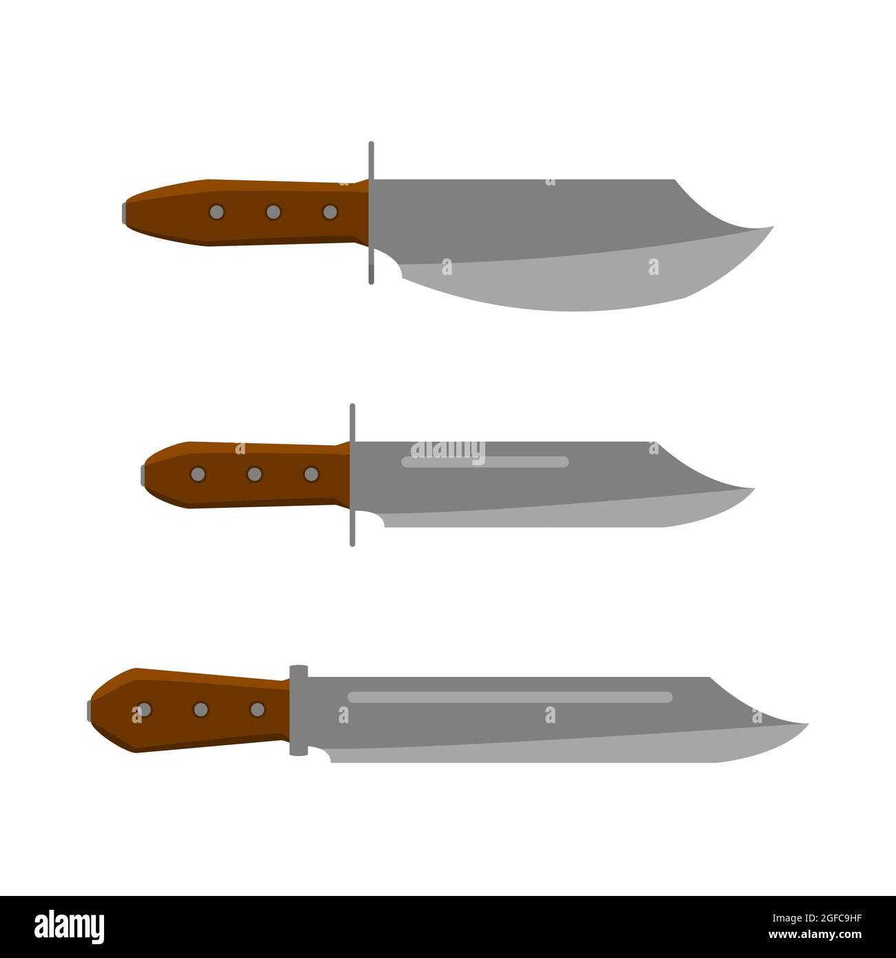 Vintage knife set. Flat and solid color vector illustration Stock ...