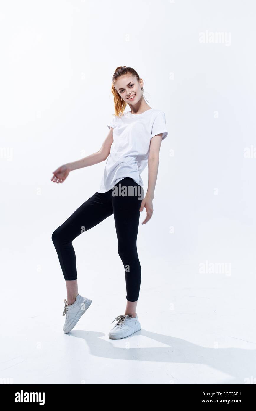 sports woman lifestyle energy workout fitness light background Stock ...