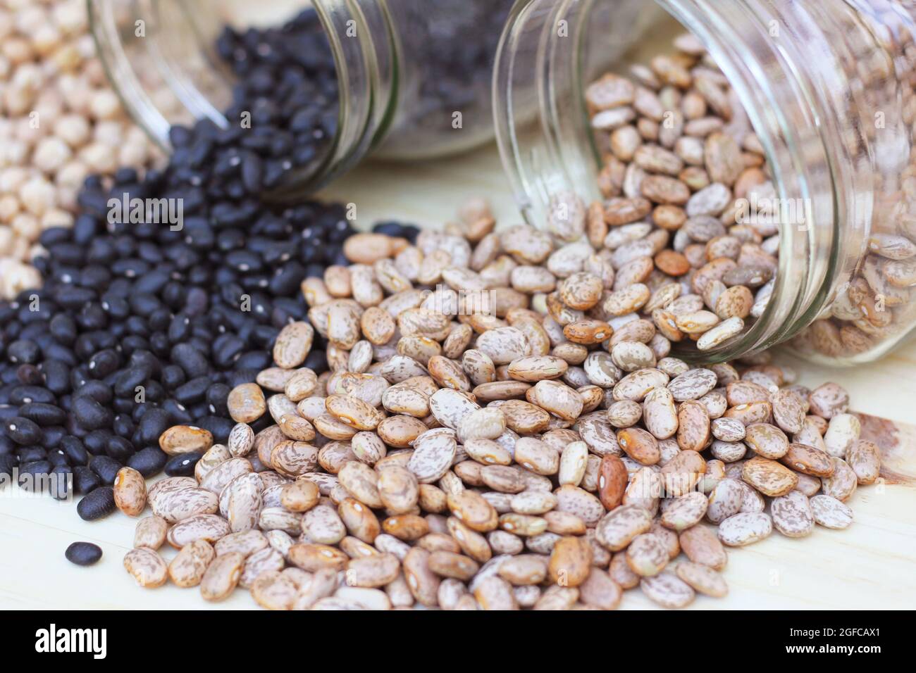 Black-eyed Peas, Chick Peas, Black Beans and Pinto Beans Spilled in ...