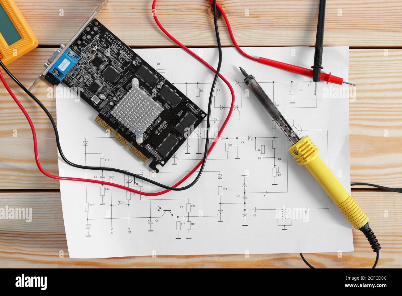 Electrical drawing with tools, top view Stock Photo - Alamy