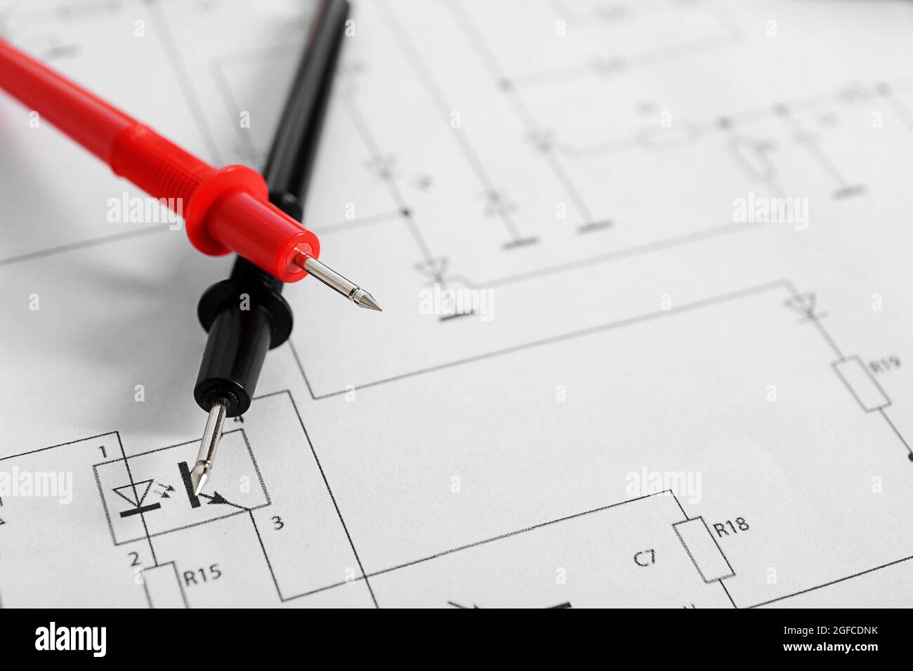 Cables on electrical drawing, closeup Stock Photo - Alamy