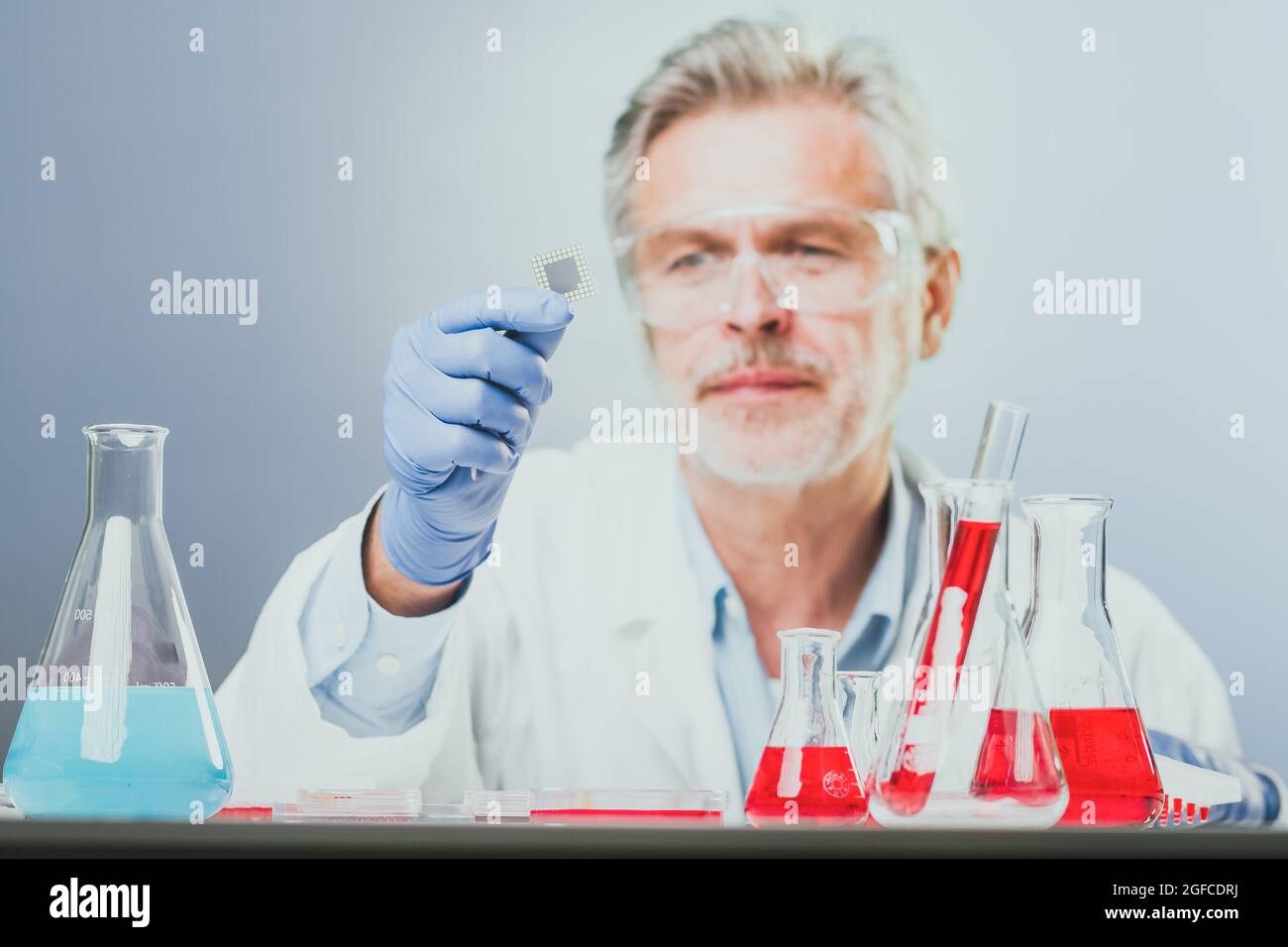 Senior life science research researching in modern scientific ...