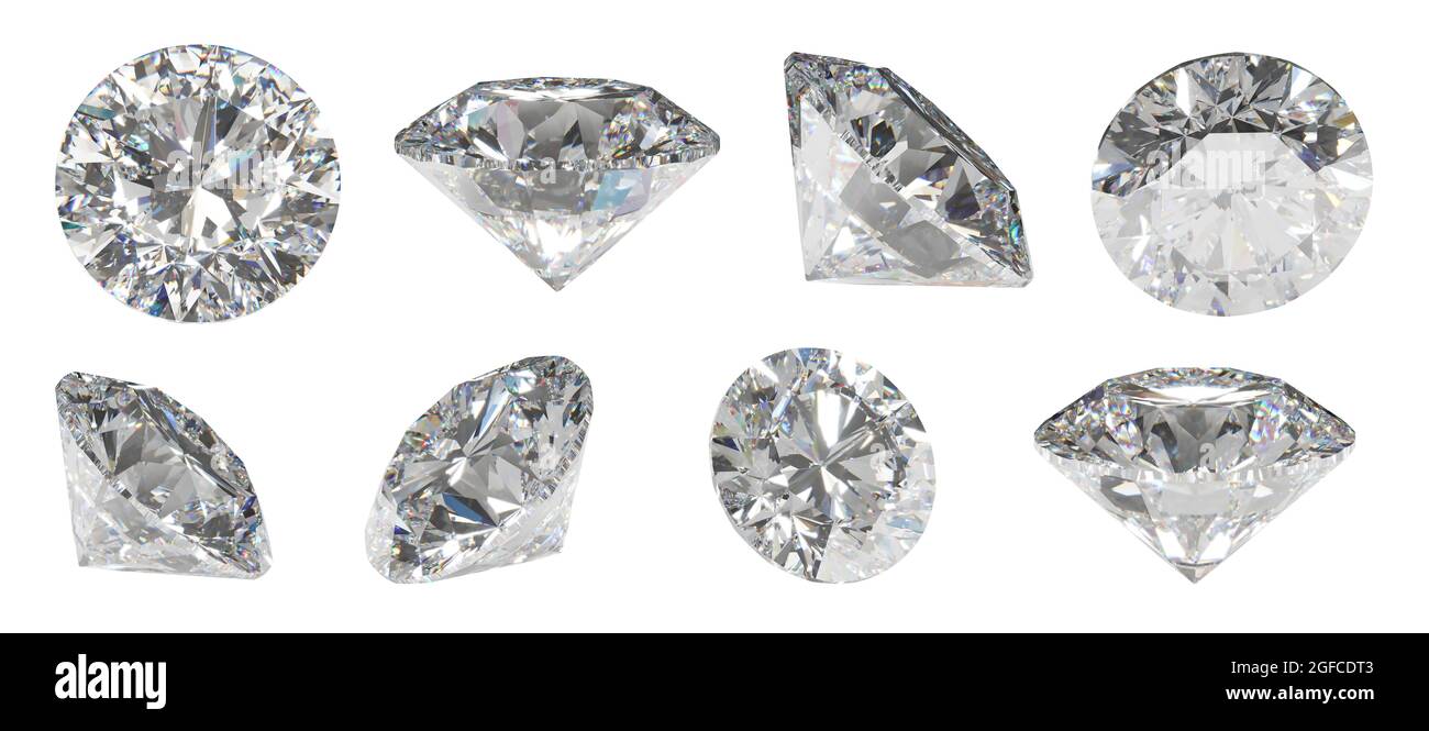 Beautiful Shiny Diamond in Brilliant Cut on White Background,- Crystal ...