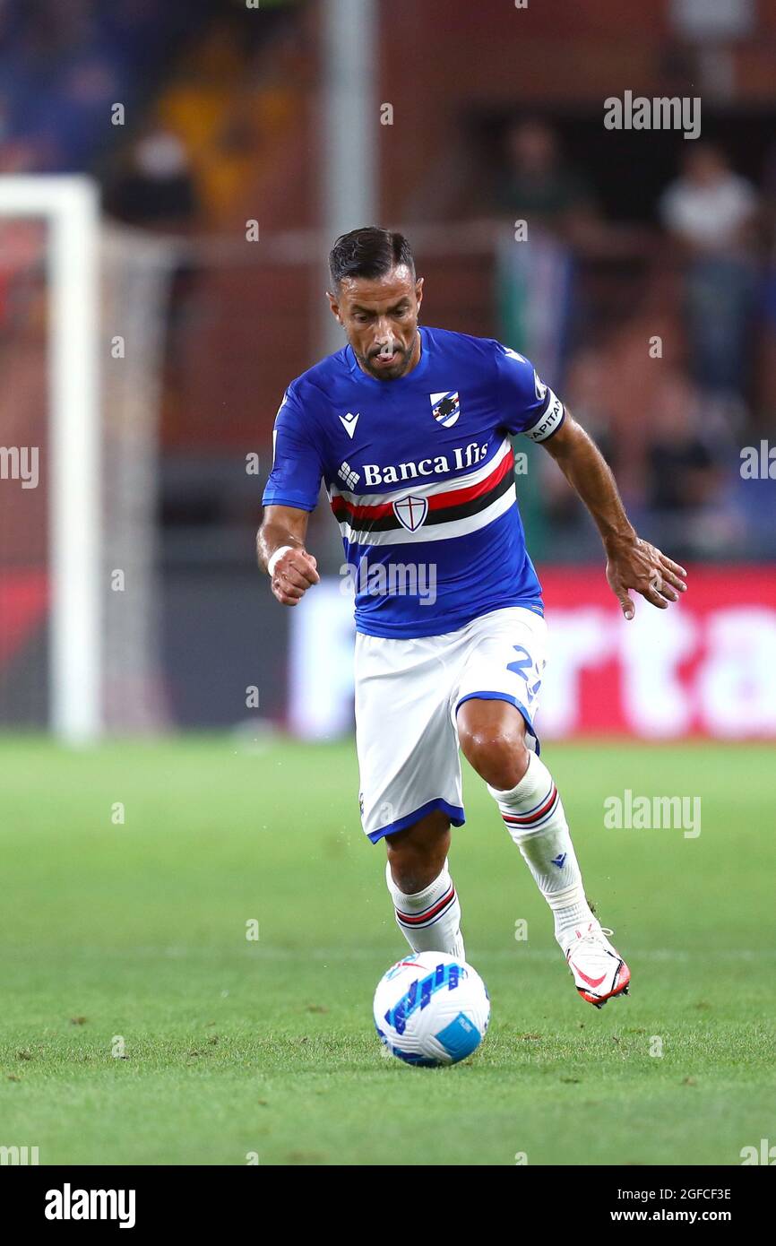 Genova, Italy. 23 August 2021. Fabio Quagliarella of Uc Sampdoria ...
