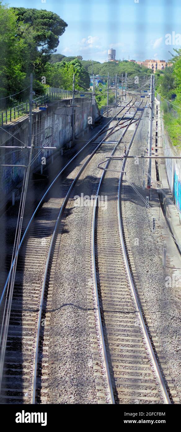 high angle view of a railway scene Stock Photo - Alamy