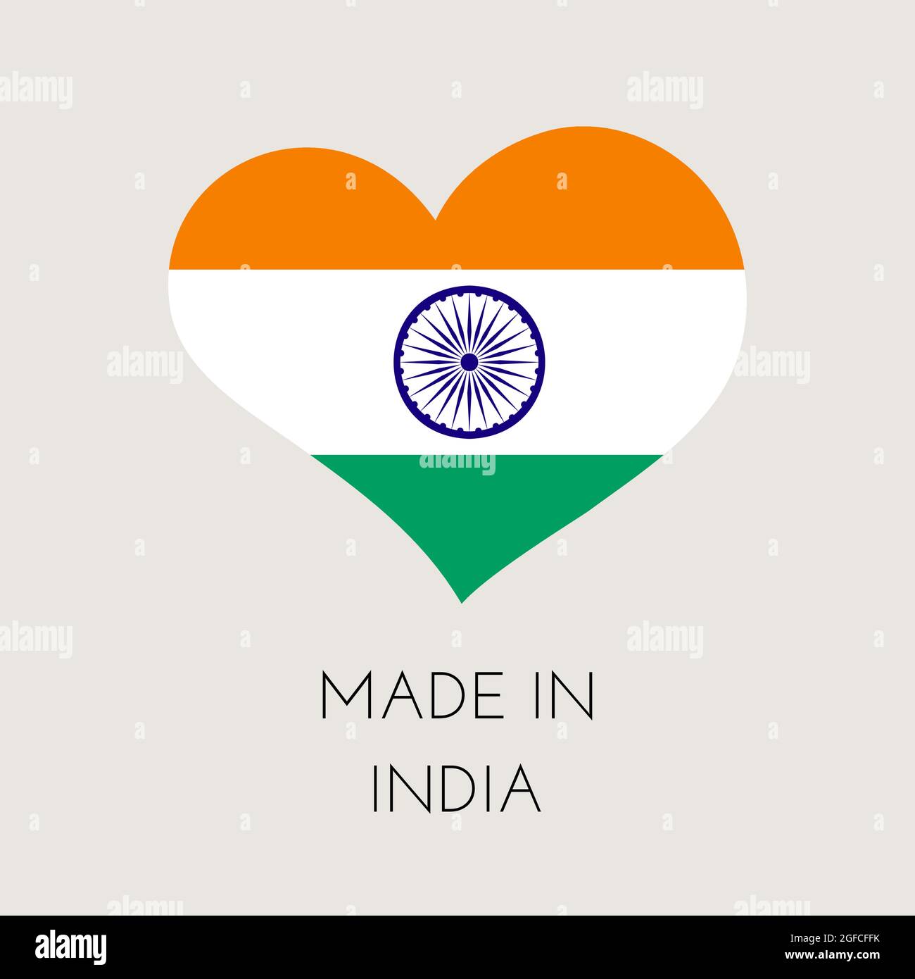 Heart shaped label with Indian flag. Made in India Sticker. Factory ...