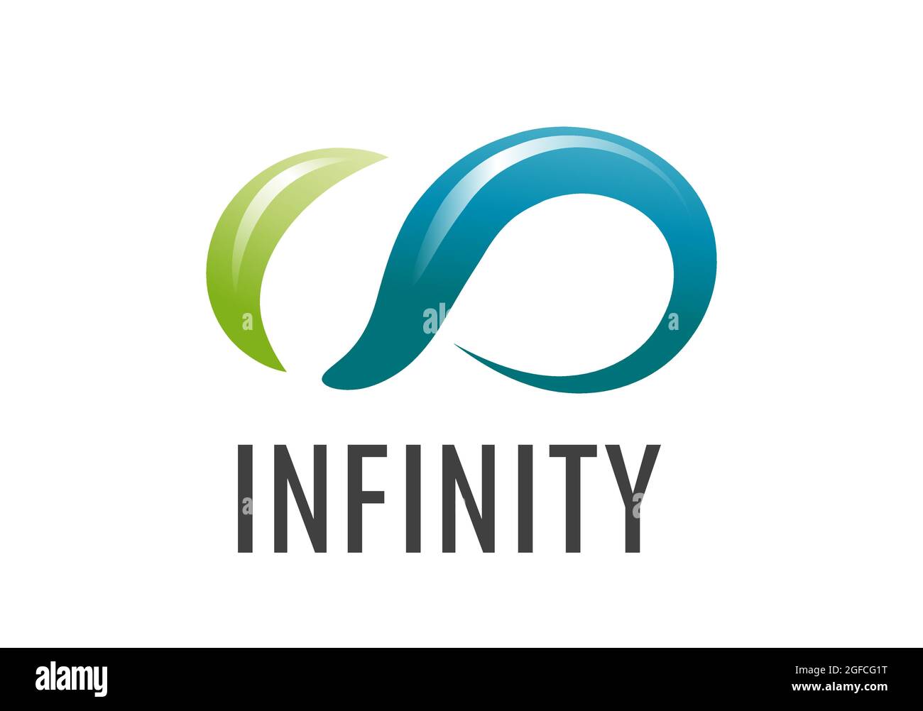 Infinity sign with sea wave and green lawn. Concept of nature and ...