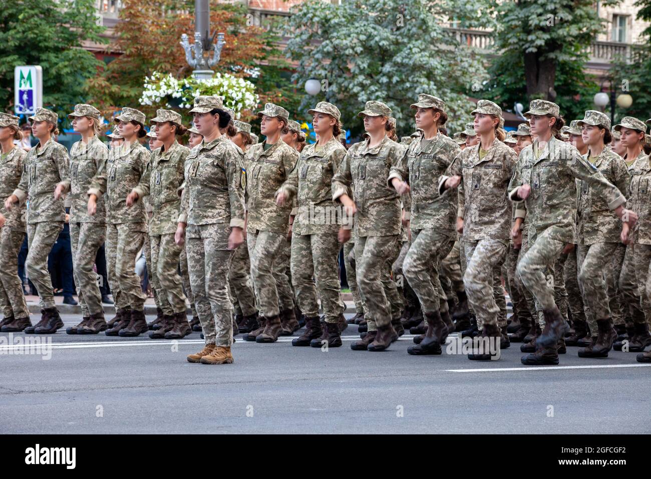 Ukraine, Kyiv - August 18, 2021: Military women and girls in uniform ...