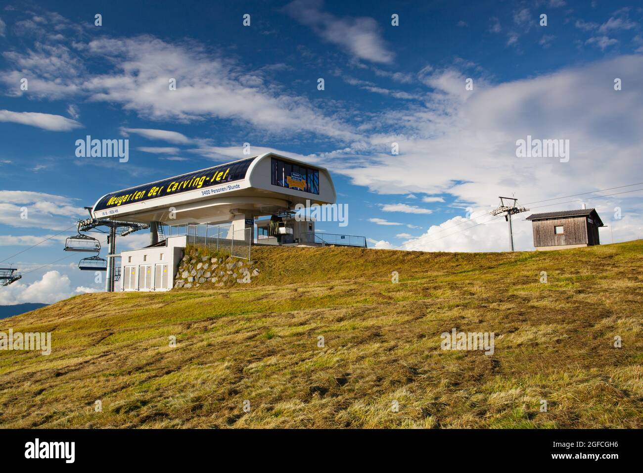 Treffen, Austria - August 17,2016: Summer ski resort in Gerlitzen Alps ...