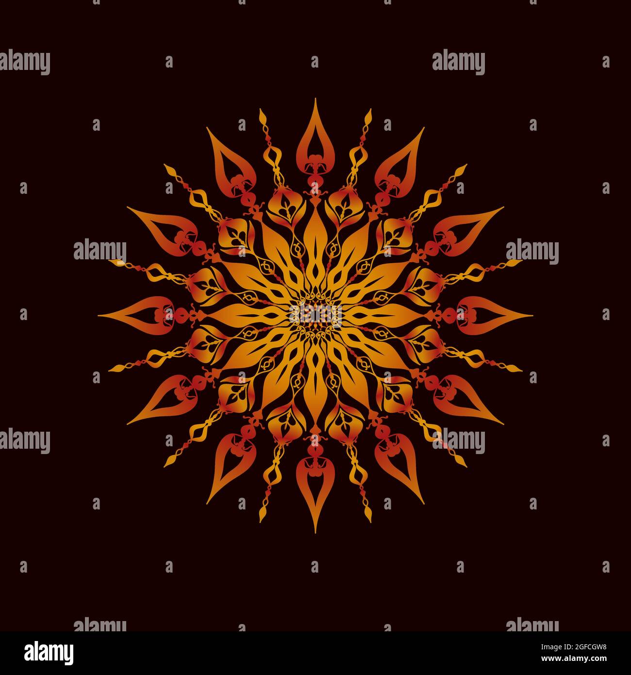 Round gradient mandala on a dark background. Vector Mandala with floral ...