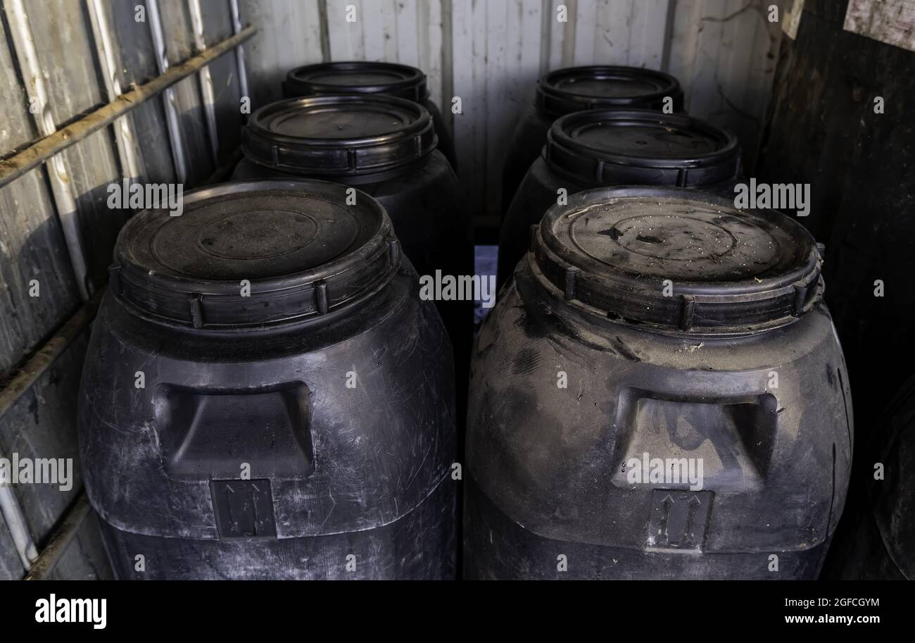 Detail of collection and recycling of used industrial oil, caring for ...