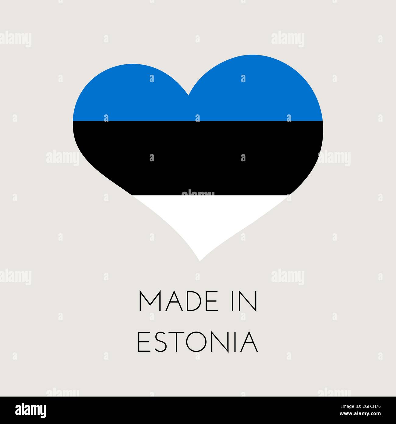 Heart shaped label with Estonian flag. Made in Estonia Sticker. Factory ...