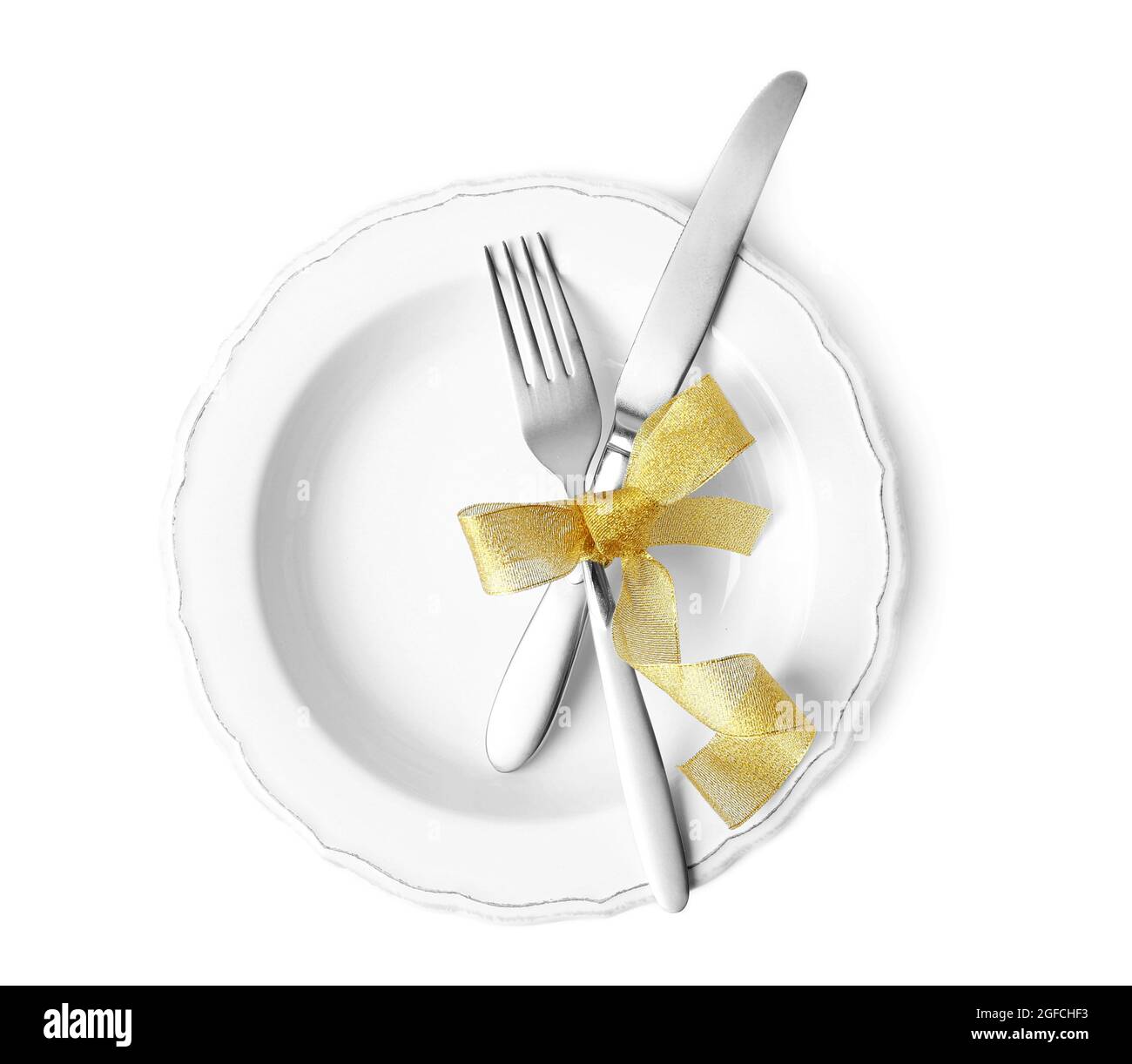Beautiful table setting on white background Stock Photo - Alamy