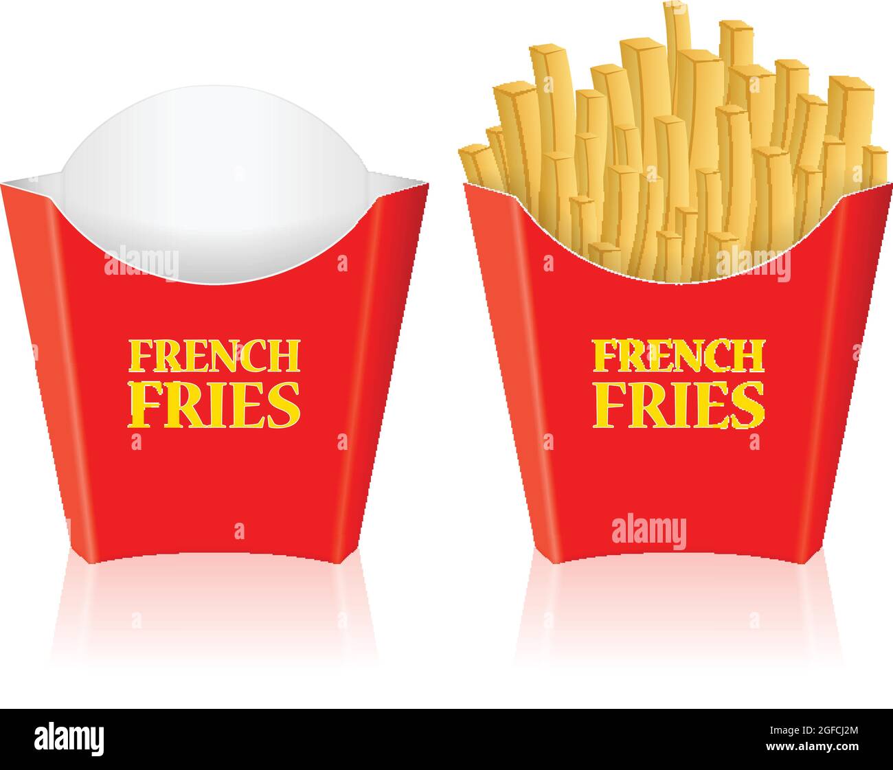 French fries in paper box on a white background Stock Vector Image ...
