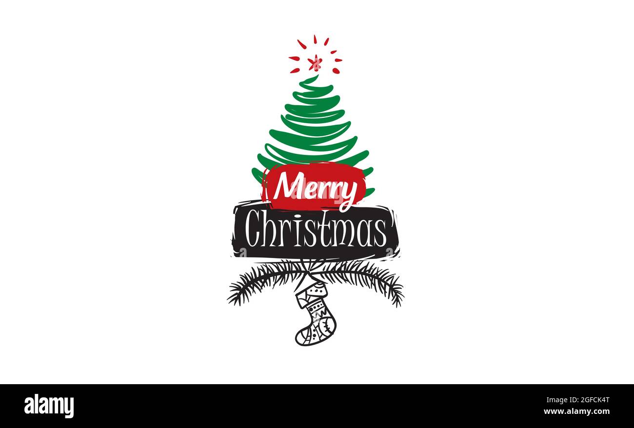 Vector logo of a painted Christmas tree on a white background Stock ...