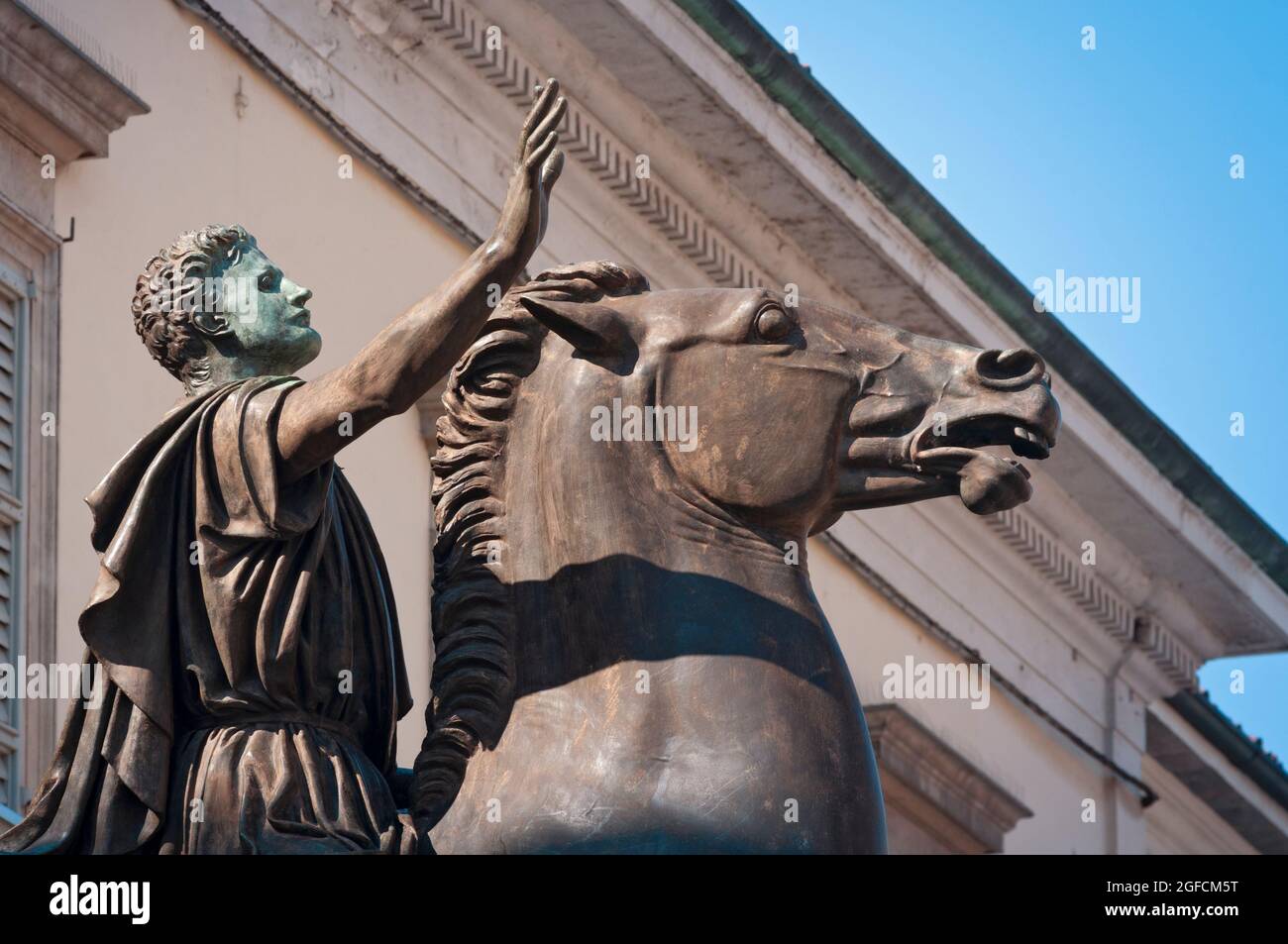 Italy, Lombardy, Pavia, Piazza del Duomo Square, Equestrian Bronze ...