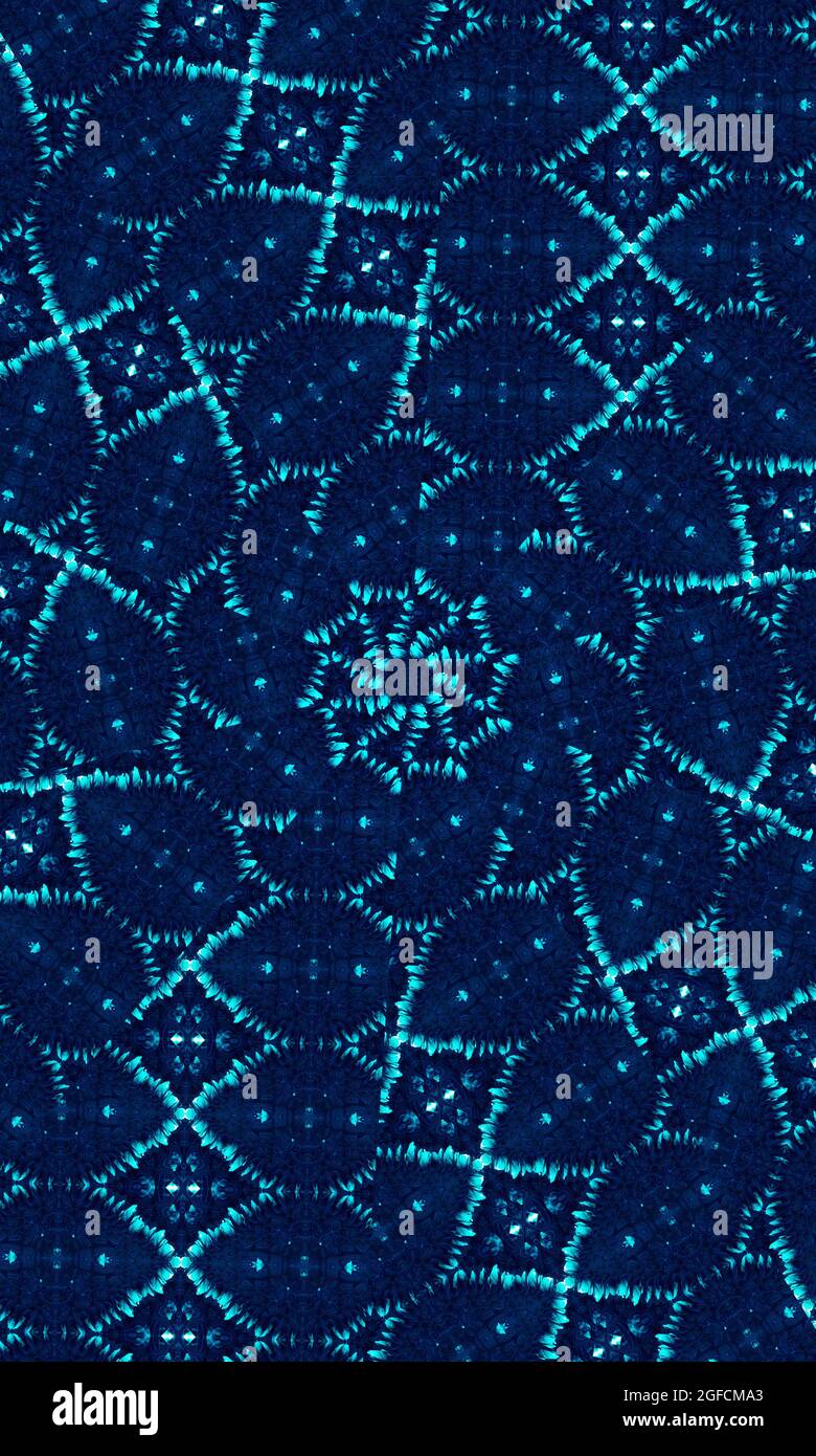 Indigo blue tie dye border edge background. Painted in watercolor wash ...