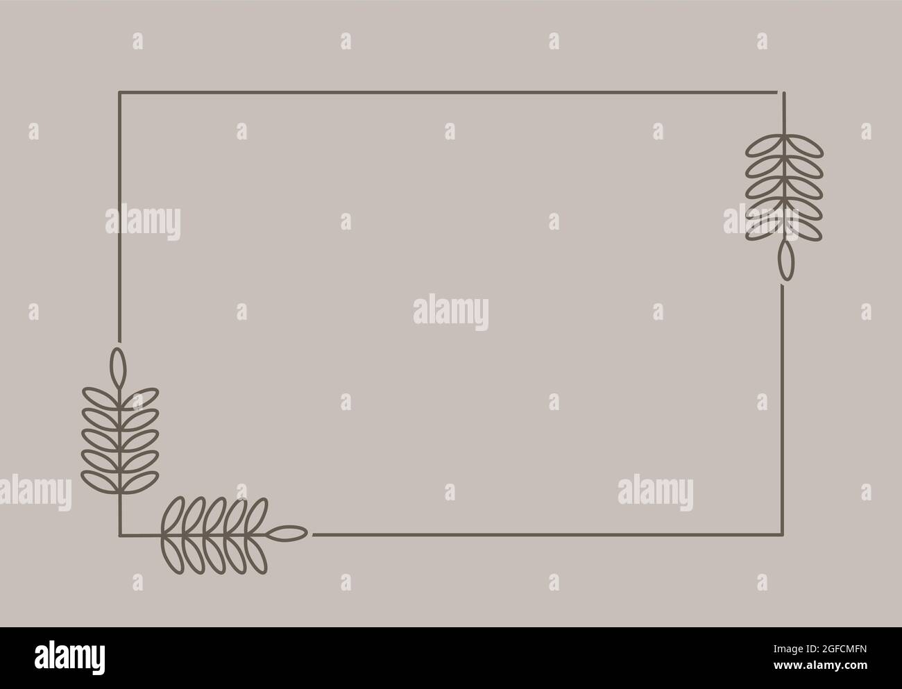 Plant branch in a rectangular frame, with place for text for posters ...