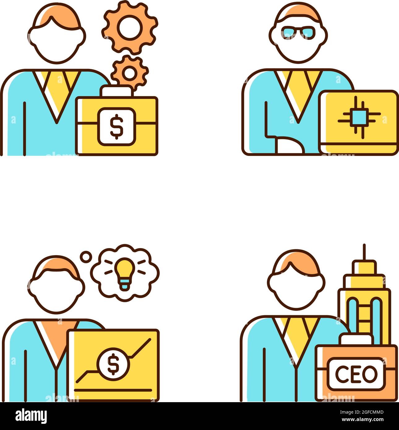 Senior executive roles RGB color icons set Stock Vector Image & Art - Alamy