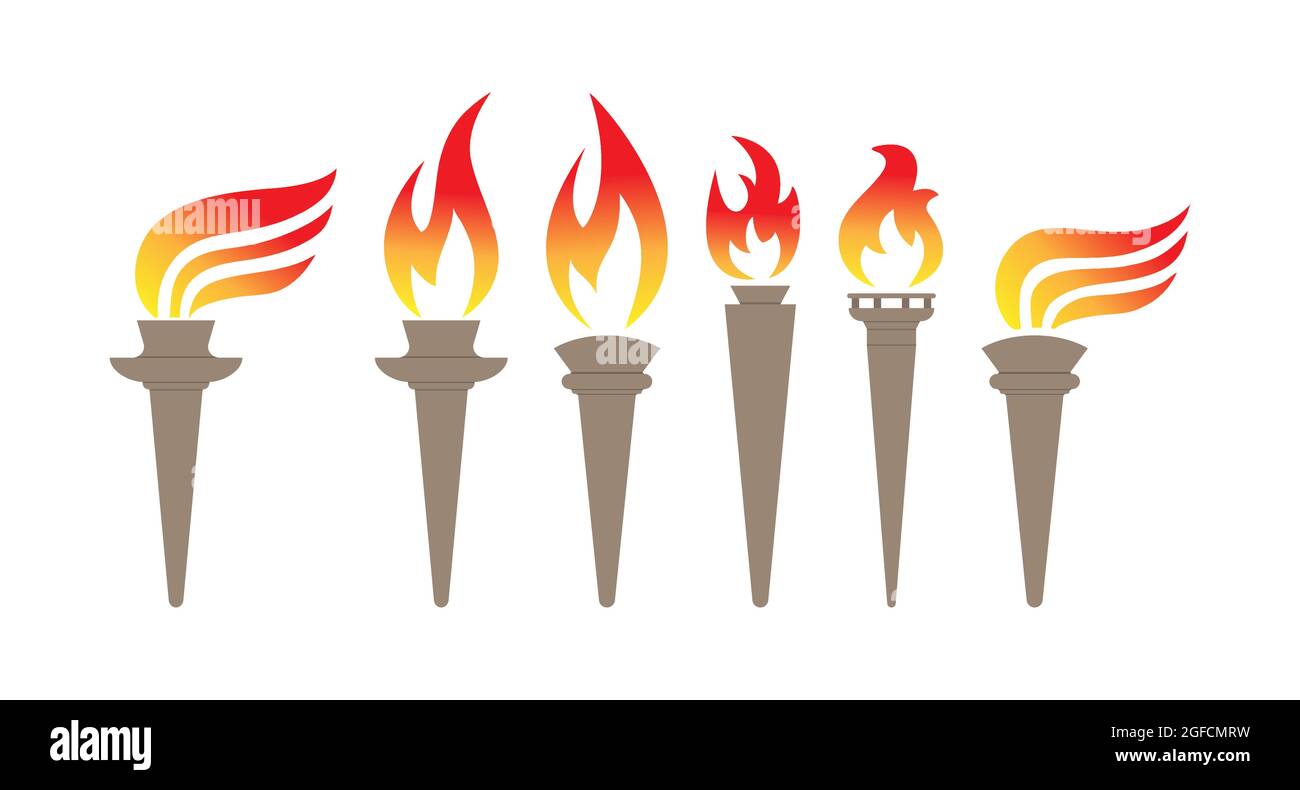 set of colored torch icons. Vector image for logos, websites ...