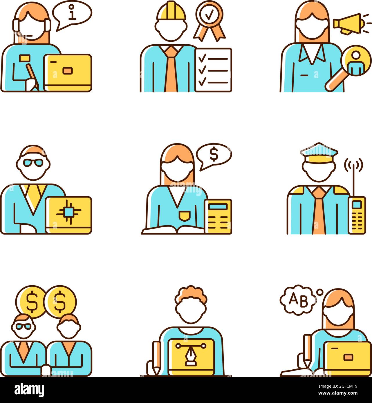 Employees team RGB color icons set Stock Vector Image & Art - Alamy