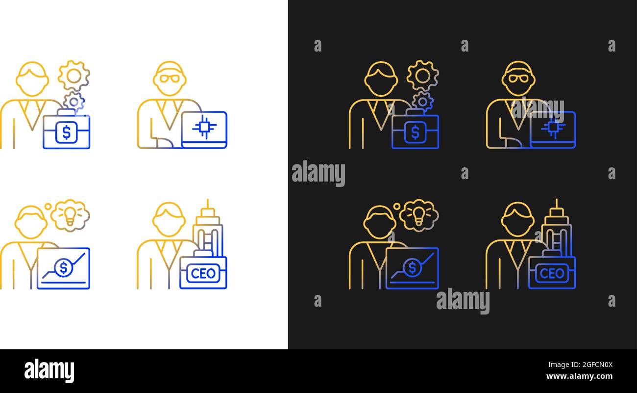 Senior executive roles gradient icons set for dark and light mode Stock ...