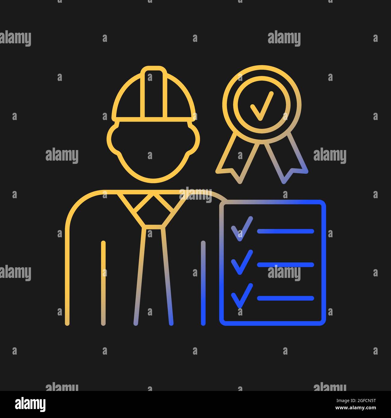 Quality control manager gradient vector icon for dark theme Stock ...