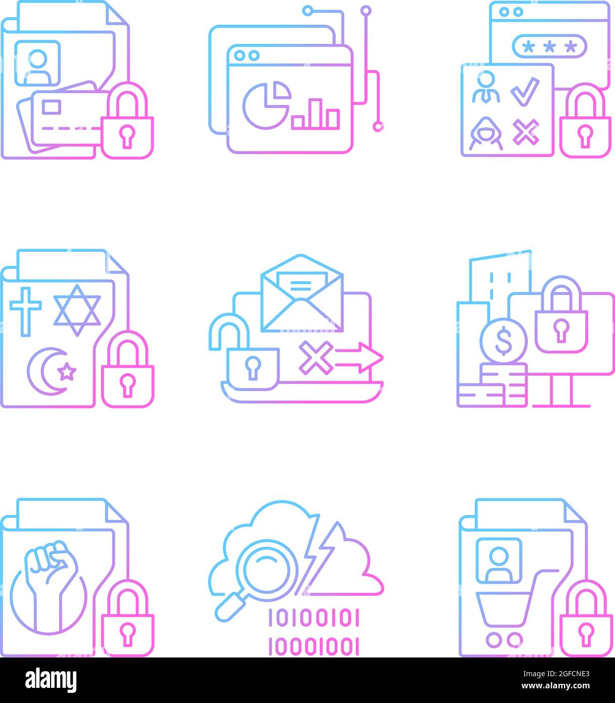 Personal information linear icons Cut Out Stock Images & Pictures - Alamy