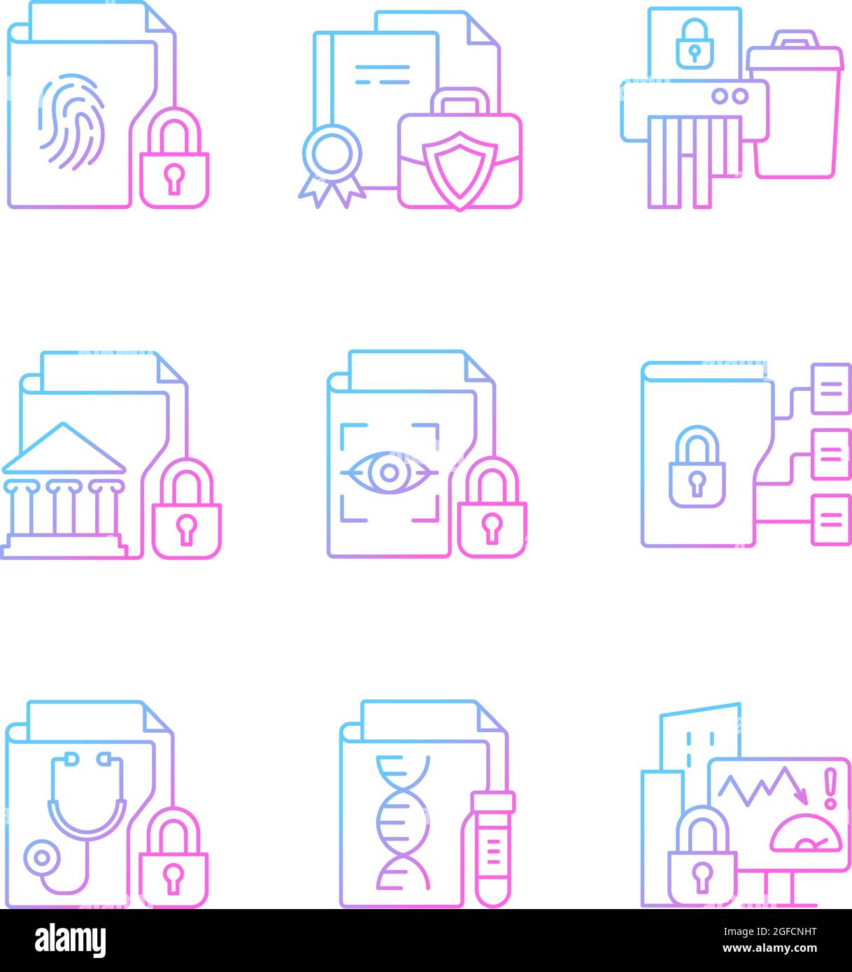 Confidential information types gradient linear vector icons set Stock ...