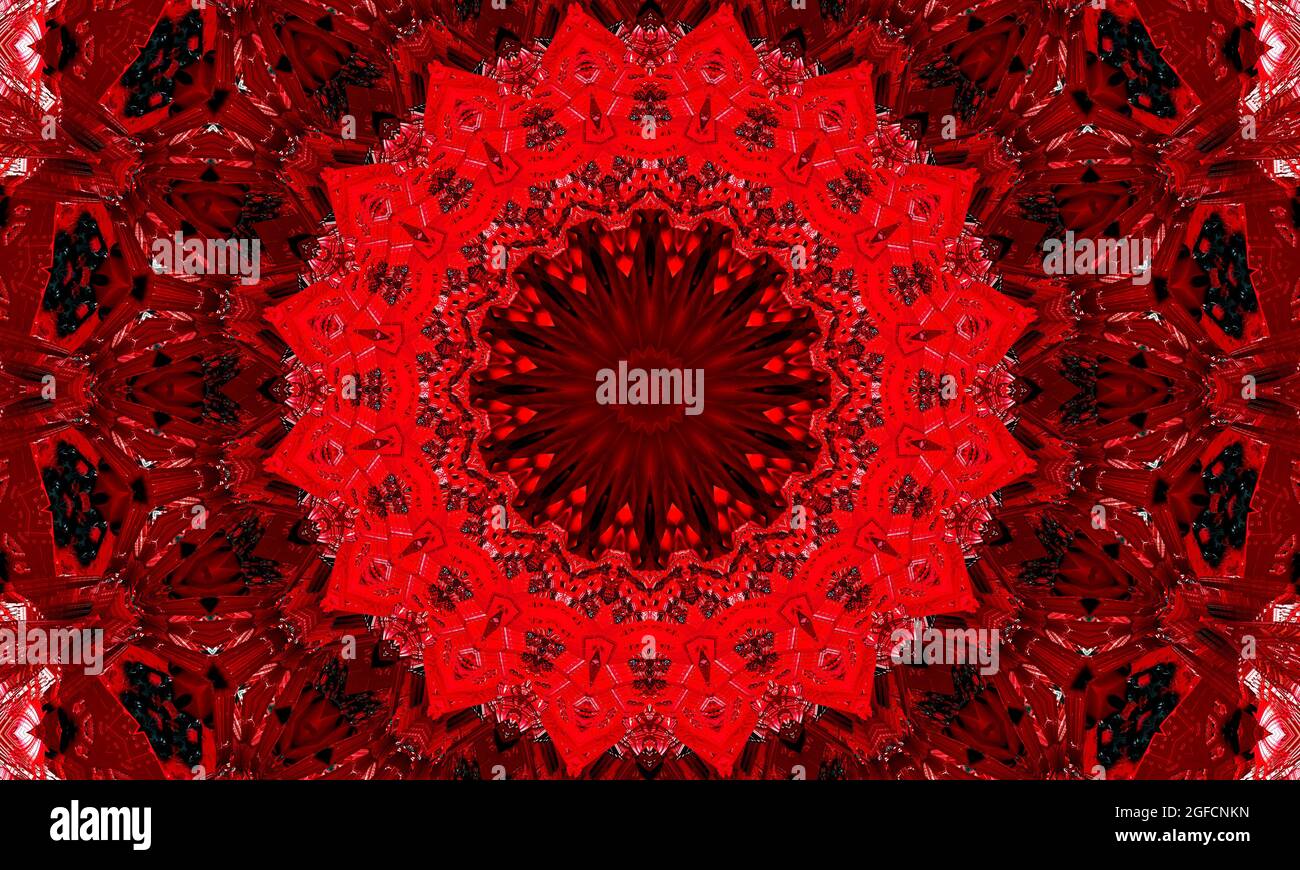 Horror red star kaleidoscope pattern wallpaper design Stock Photo - Alamy