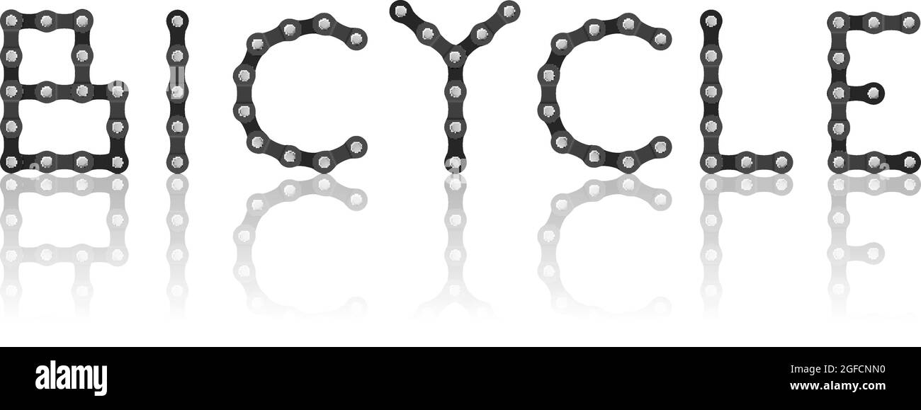 Bicycle text formed by bike chain. Vector illustration Stock Vector ...