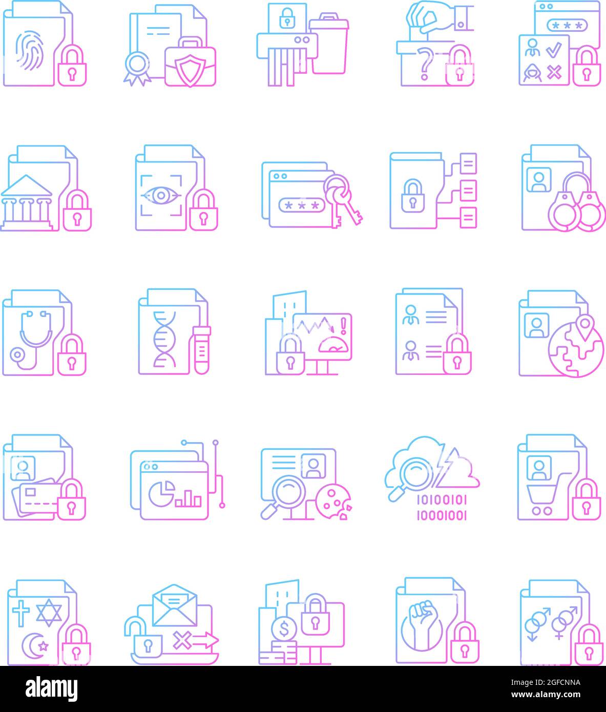 Sensitive Information Types Gradient Linear Vector Icons Set Stock Vector Image And Art Alamy