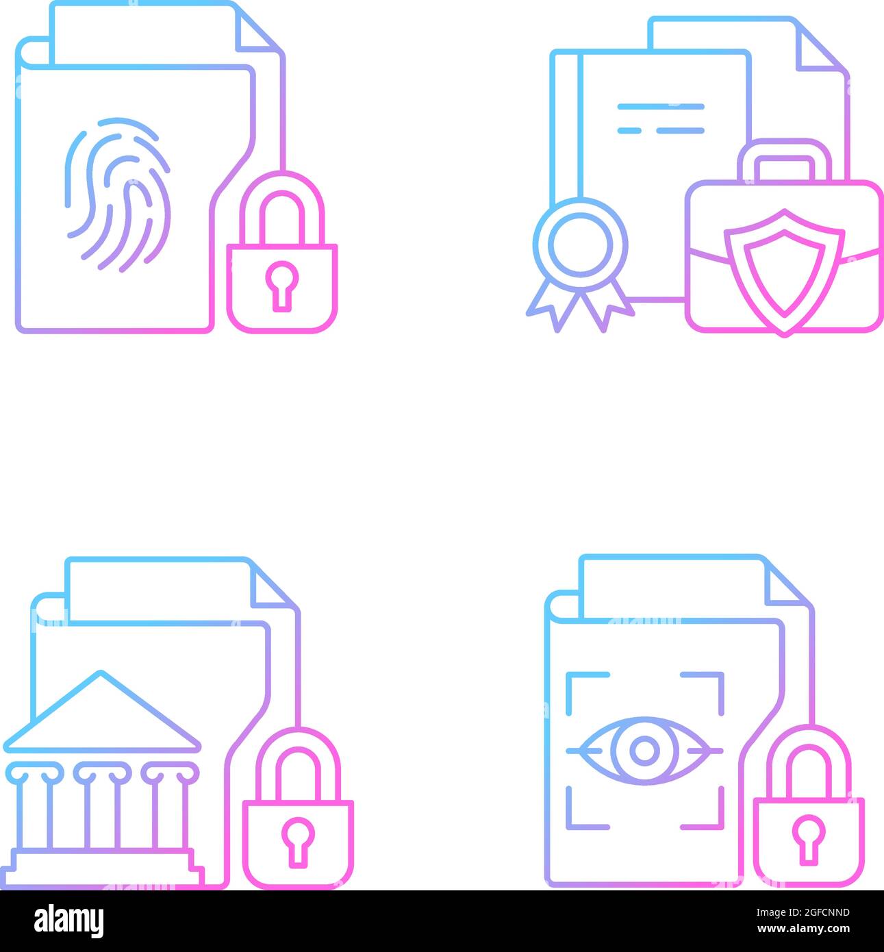 Personal sensitive data gradient linear vector icons set Stock Vector ...