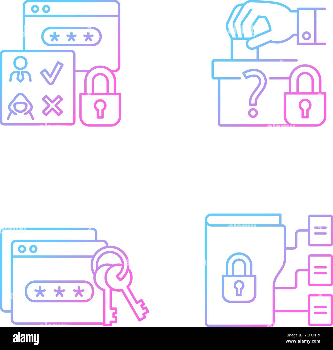 Data sensitivity gradient linear vector icons set Stock Vector Image ...